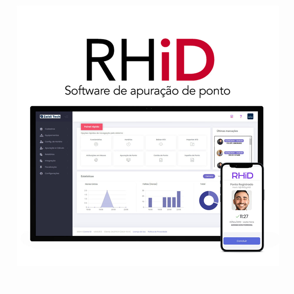 Sistema de Registro e Apuração de Ponto RHID Control iD - 40 Colaborad