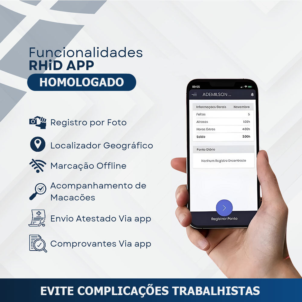 Sistema de Ponto RHID Control iD para 300 Funcionários - Licença Mensa